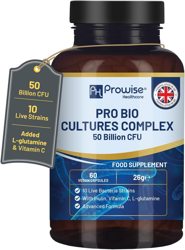 Bio Cultures Complex Probiotics – 50 Billion CFU, Prebiotics & Vitamin ...